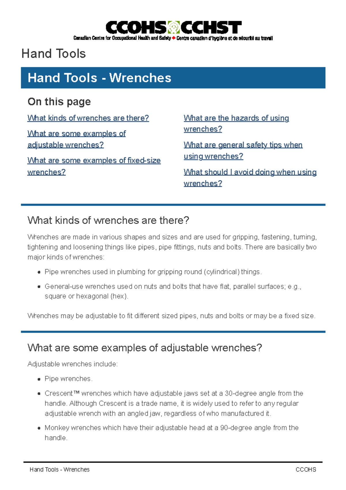 Wrenches Overview and Safety Tips for 290 - Studocu