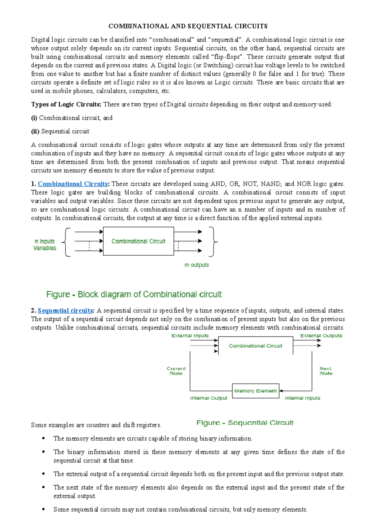 Combinational and Sequential Circuits Overview for ECE 101 - Studocu