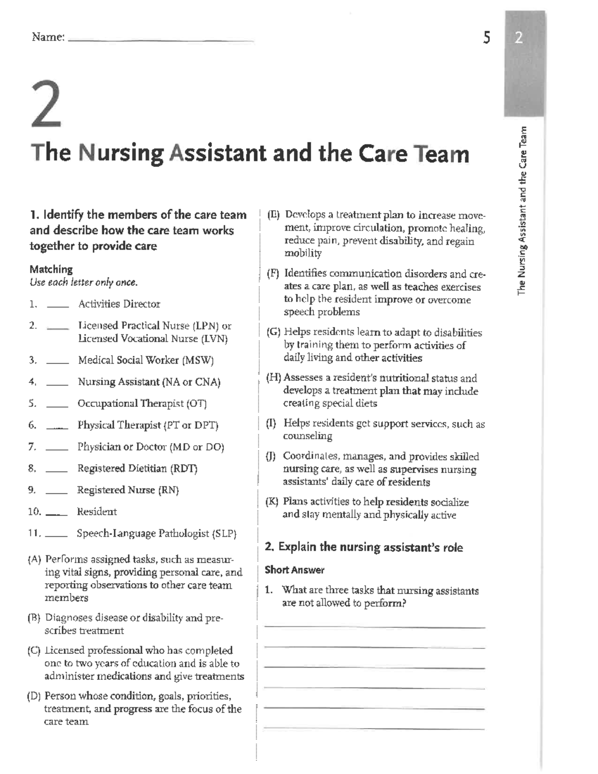 Nursing Assistant Care Team Overview: Roles & Responsibilities (NUR 522 ...