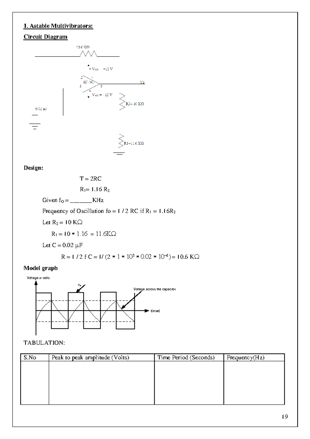 Astable and Monostable Multivibrator Analysis Using 741 IC - Studocu