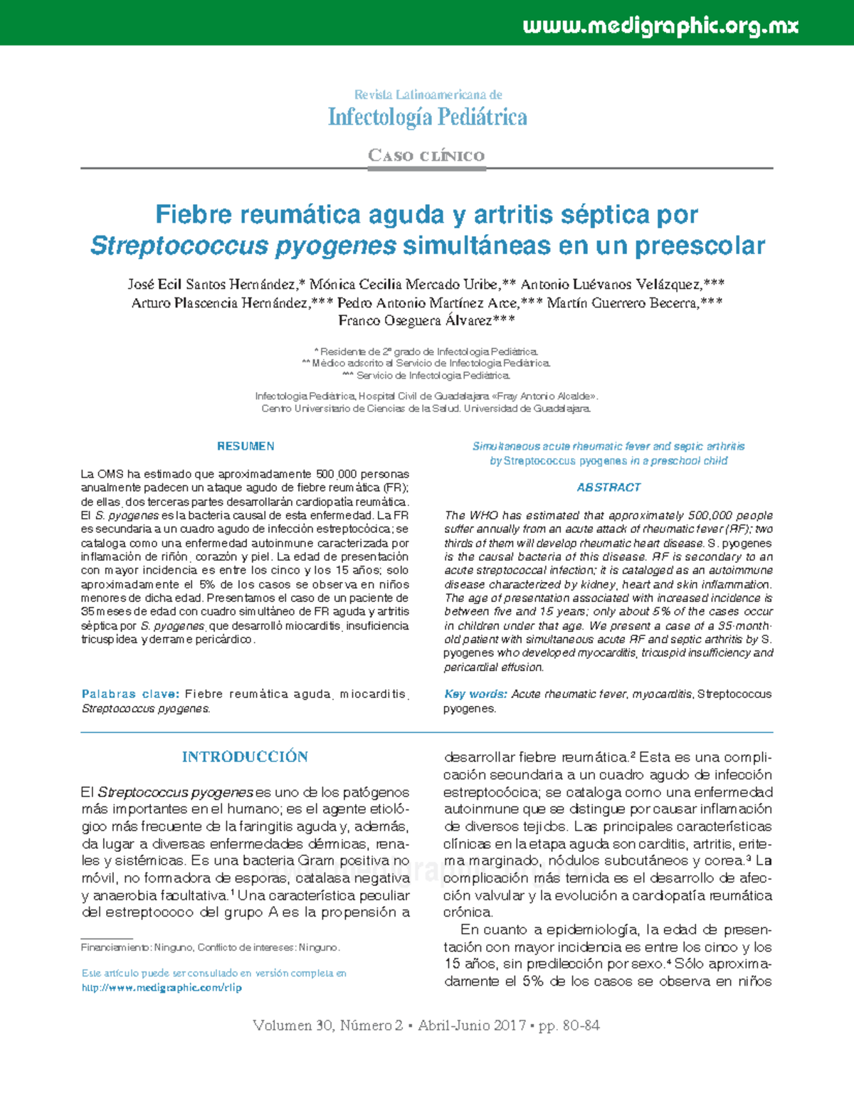 Caso Clínico: Fiebre Reumática Aguda y Artritis Séptica por S. pyogenes ...
