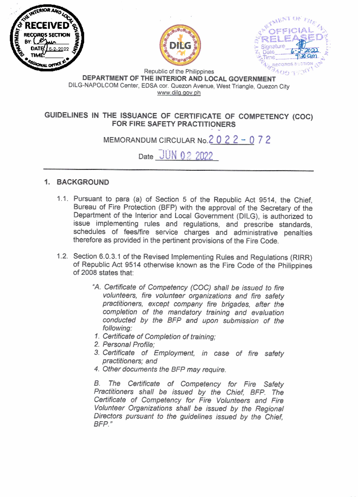 Guidelines for Certificate of Competency (COC) for Fire Safety ...