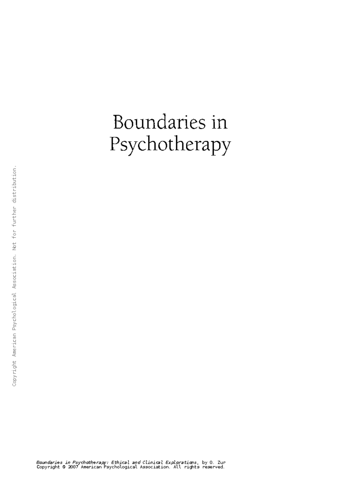 Boundaries in Psychotherapy: Ethical Insights and Clinical Practices ...