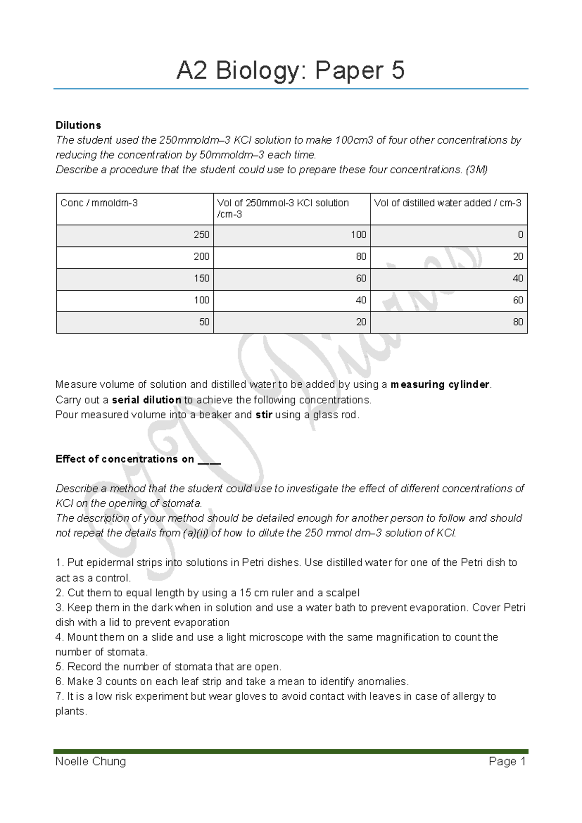 A2 Biology Paper 5 - Practical Summary and Method Descriptions - Studocu