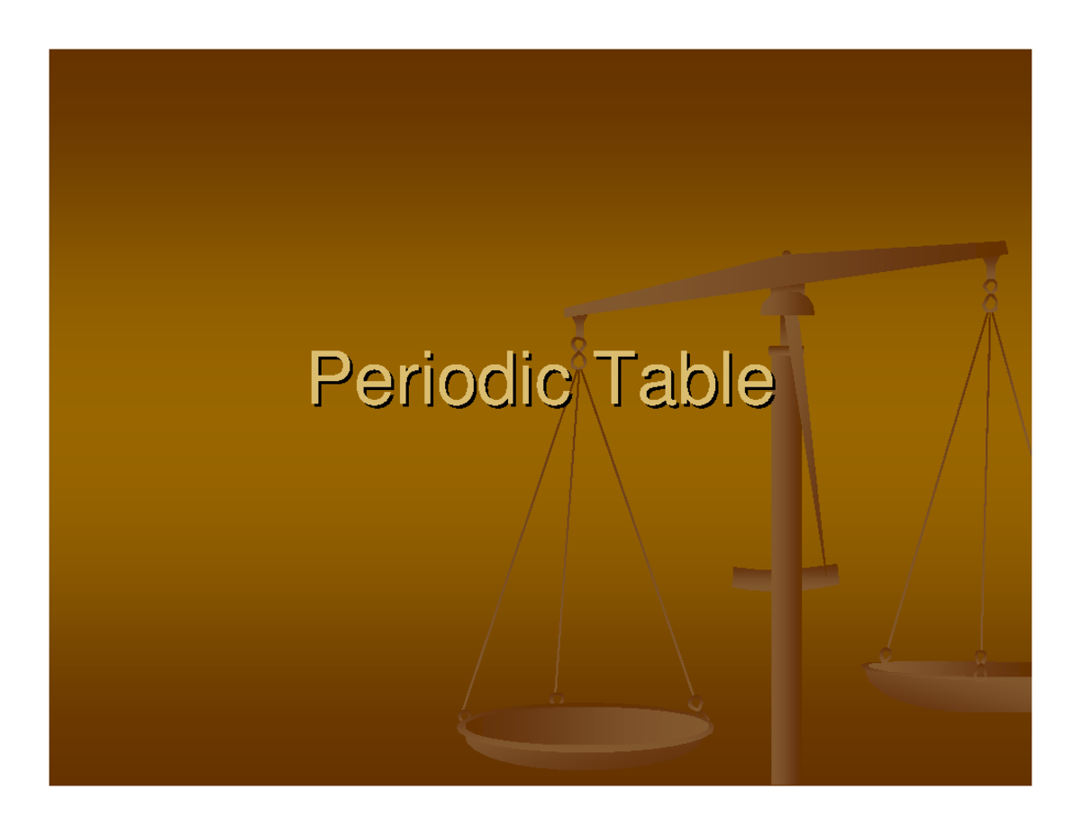 Periodic Table Lecture Notes: Understanding Elements and Their ...