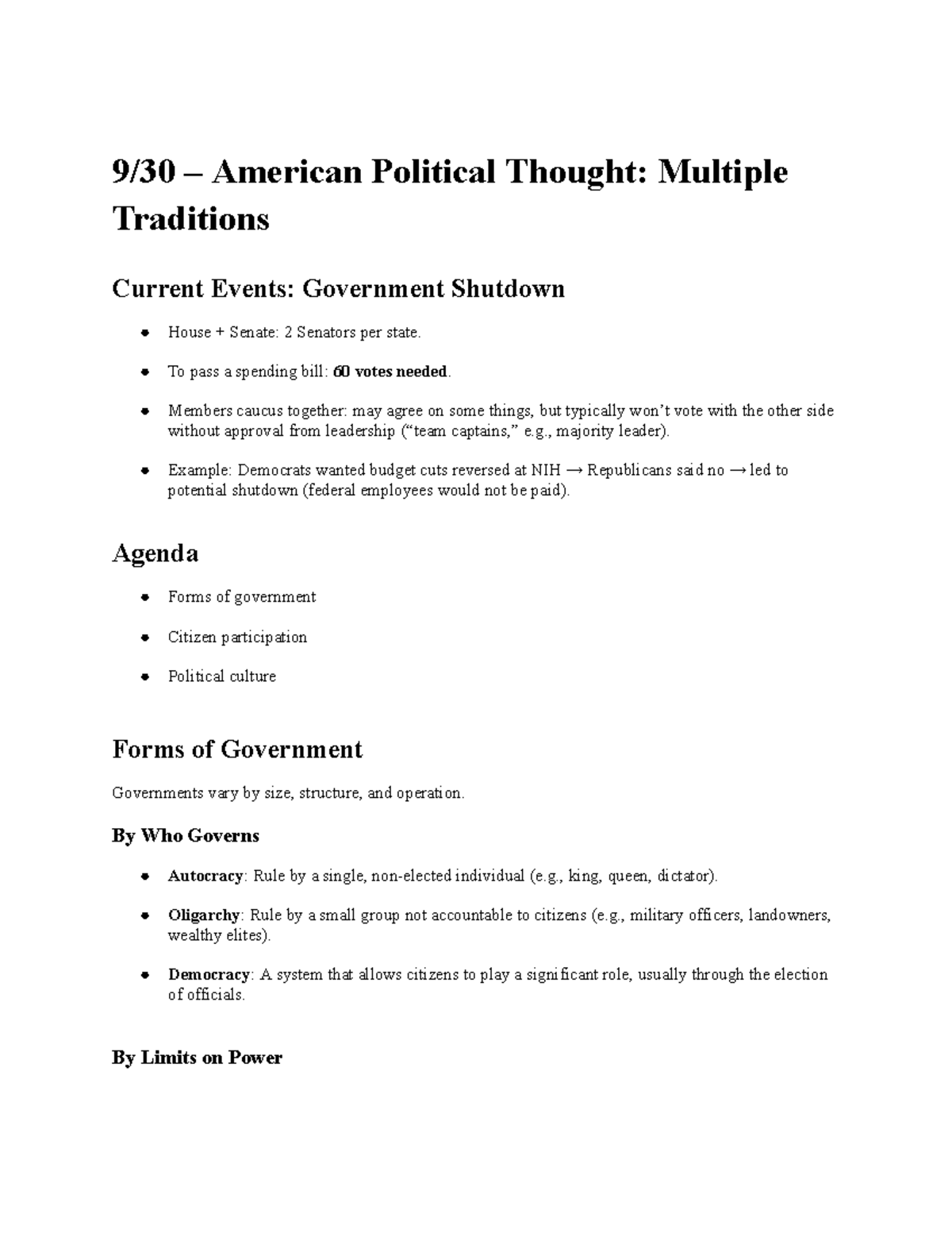 POLS202 Lecture: American Political Thought & Federalism Insights - Studocu