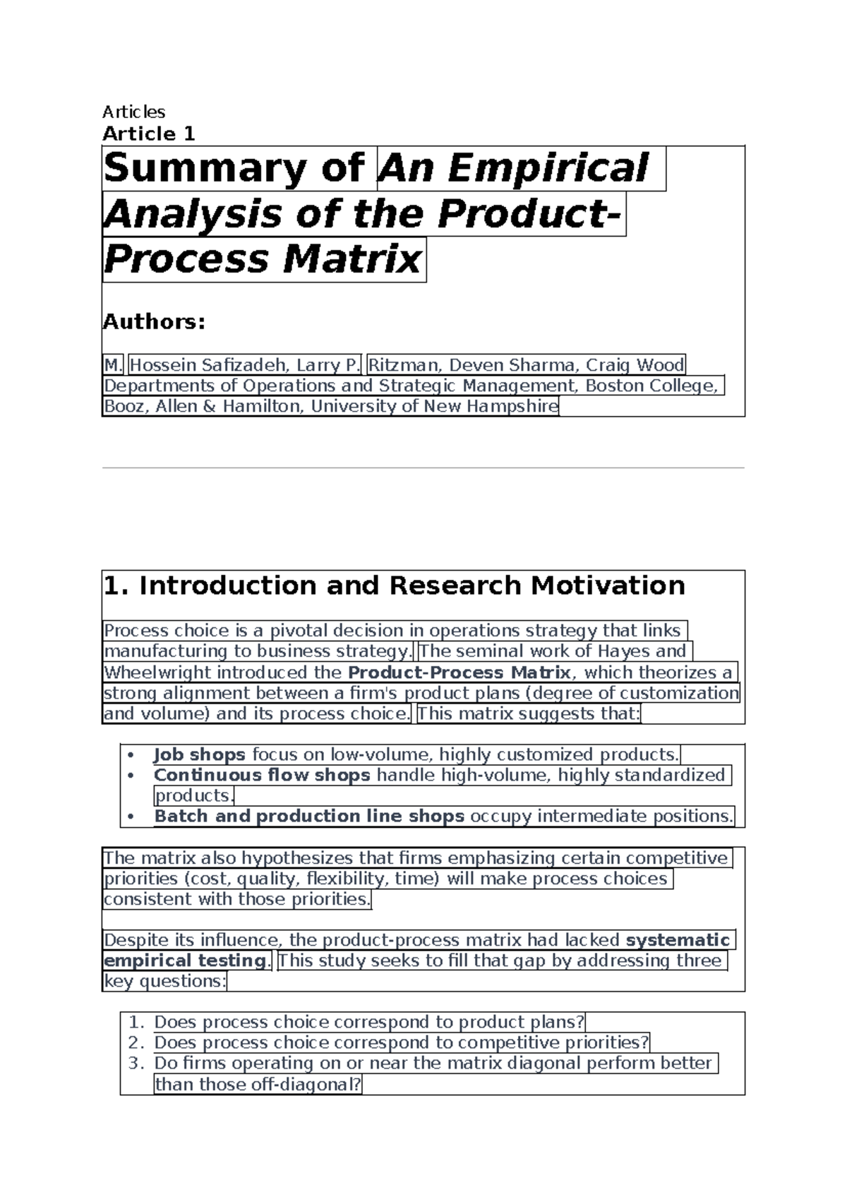 Empirical Analysis of the Product-Process Matrix: DPP Insights ...