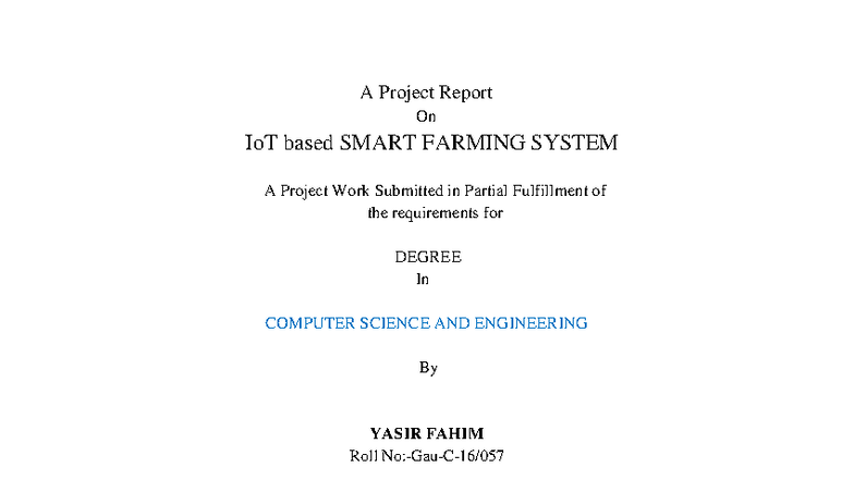 IoT-Based Smart Farming System Project Report for CSE 2018 - Studocu