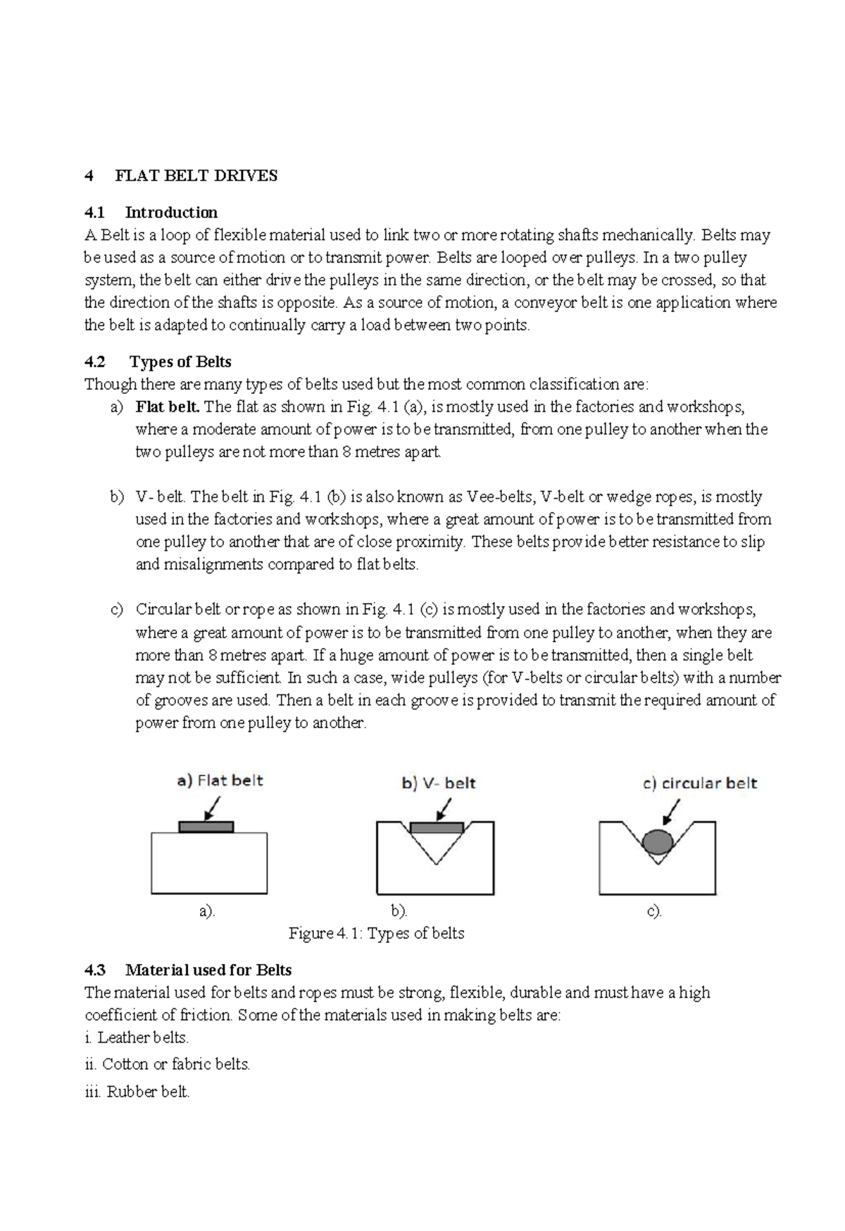 ME 101: Flat Belt Drives - Types, Materials, and Applications - Studocu