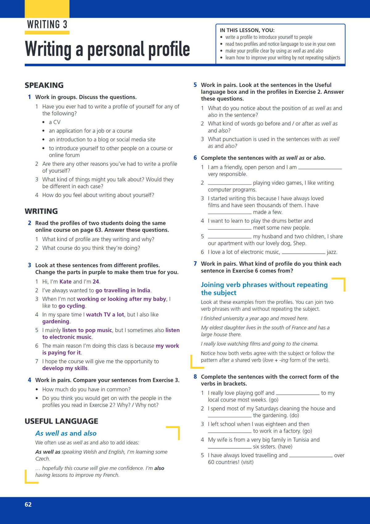 WRITING 3: Crafting Personal Profiles and Language Use - Studocu