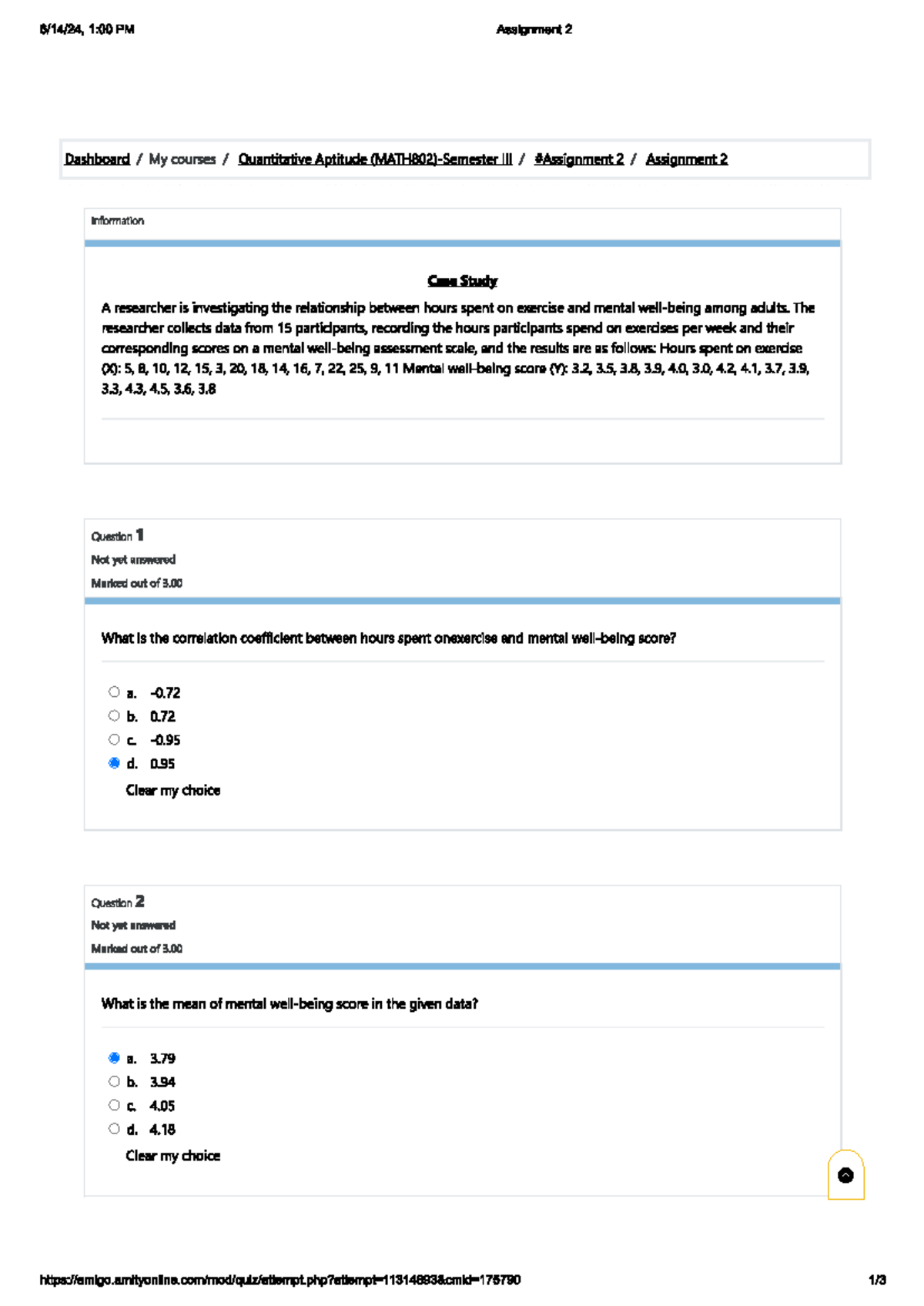 Quantitative Aptitude 2 - Assignment 2 Case Study Analysis - Studocu