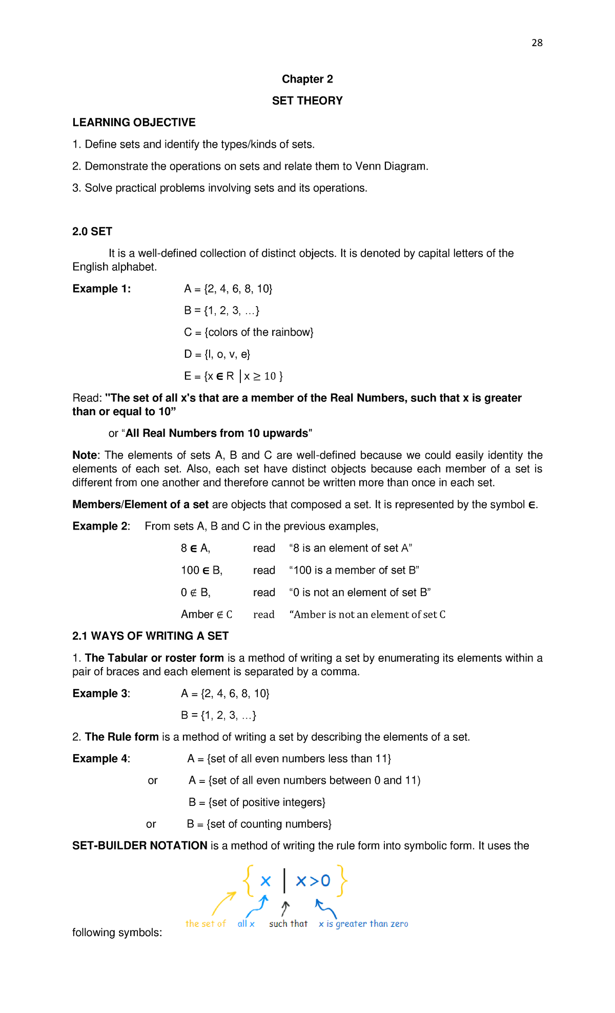 Chapter 2 - Set Theory Concepts and Venn Diagrams - MMW Notes - Studocu