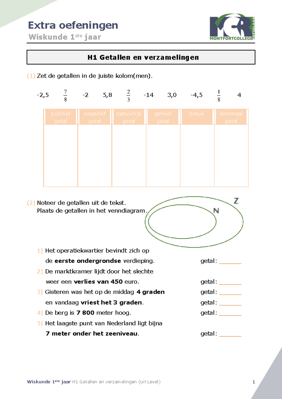 Wiskunde 1ste Jaar H1 Oefeningen - Delta Nova 1 H1 - Studeersnel