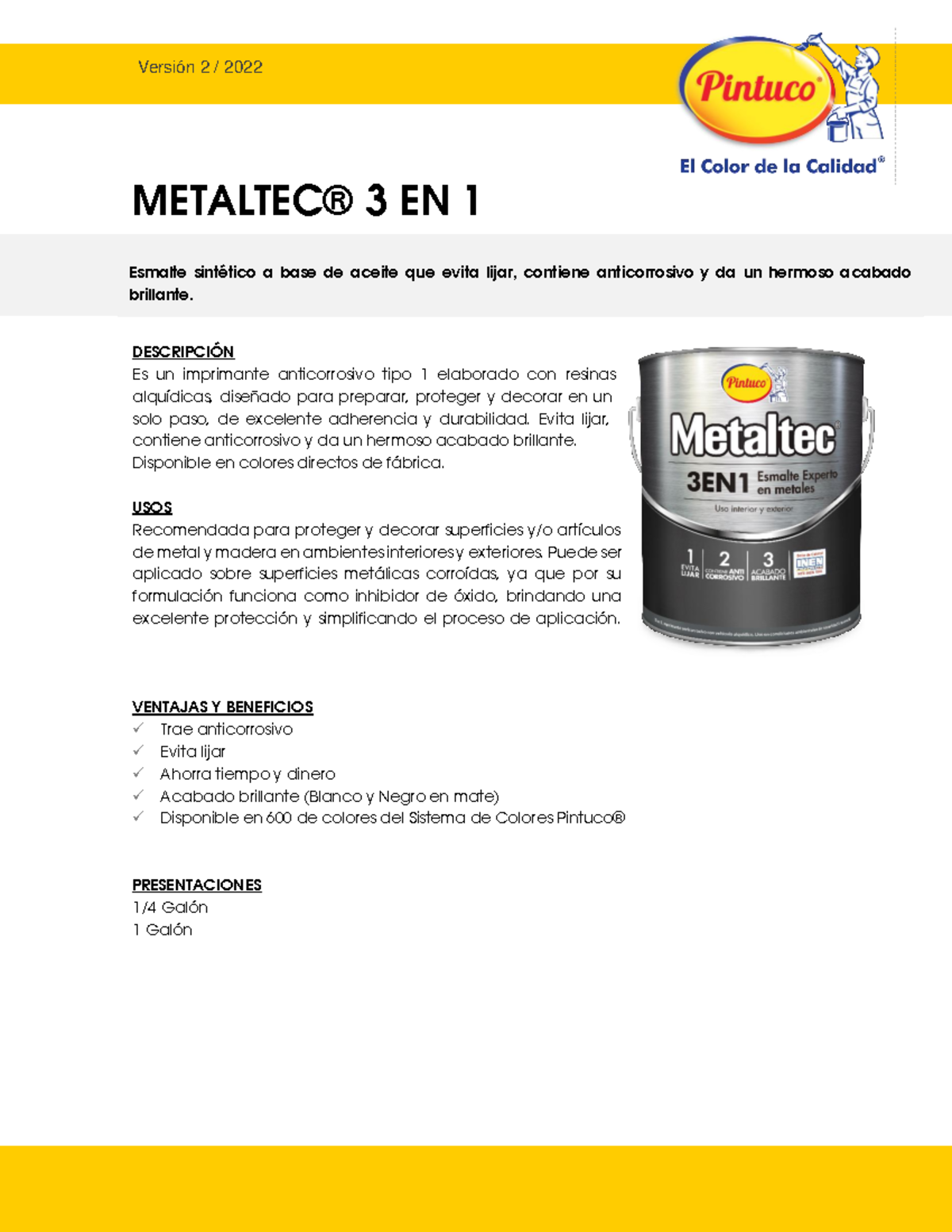 Metaltec-3-en-1: Hojas de Seguridad y Uso del Producto - Studocu