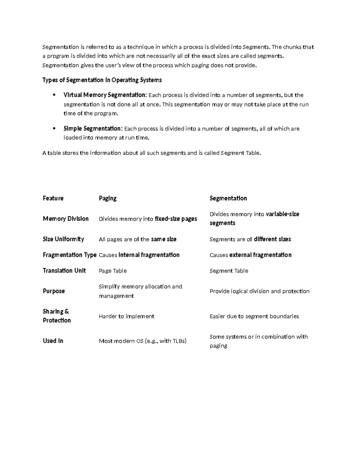 Oss - OS Notes: Understanding Segmentation in Operating Systems - Studocu