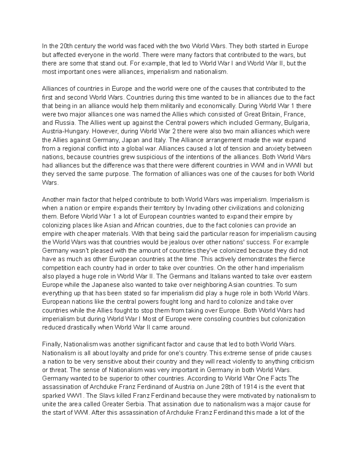 Comparative Analysis of WWI & WWII: Alliances, Imperialism, Nationalism ...