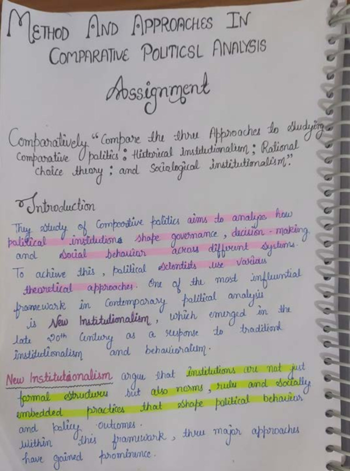 Comparative Political Analysis: Neo-Institutionalism Approaches (POL ...