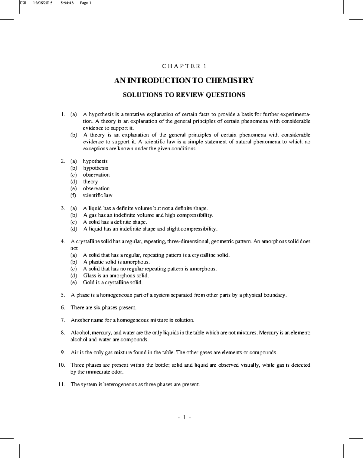 Ch01 - Introduction to Chemistry: Review Questions Solutions - Studocu