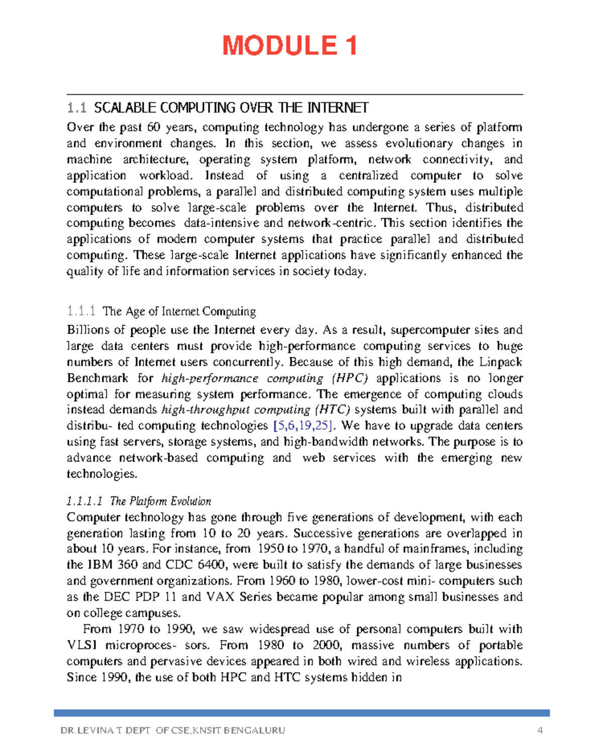 BCS601 Module 1: Scalable Computing Over the Internet - Notes - Studocu