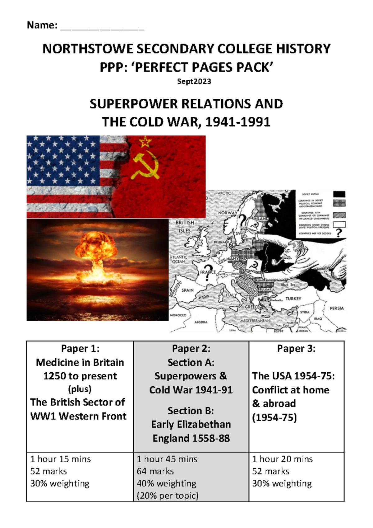 Paper 2 Exam Question Breakdown - Cold War and Elizabeth I Exam ...