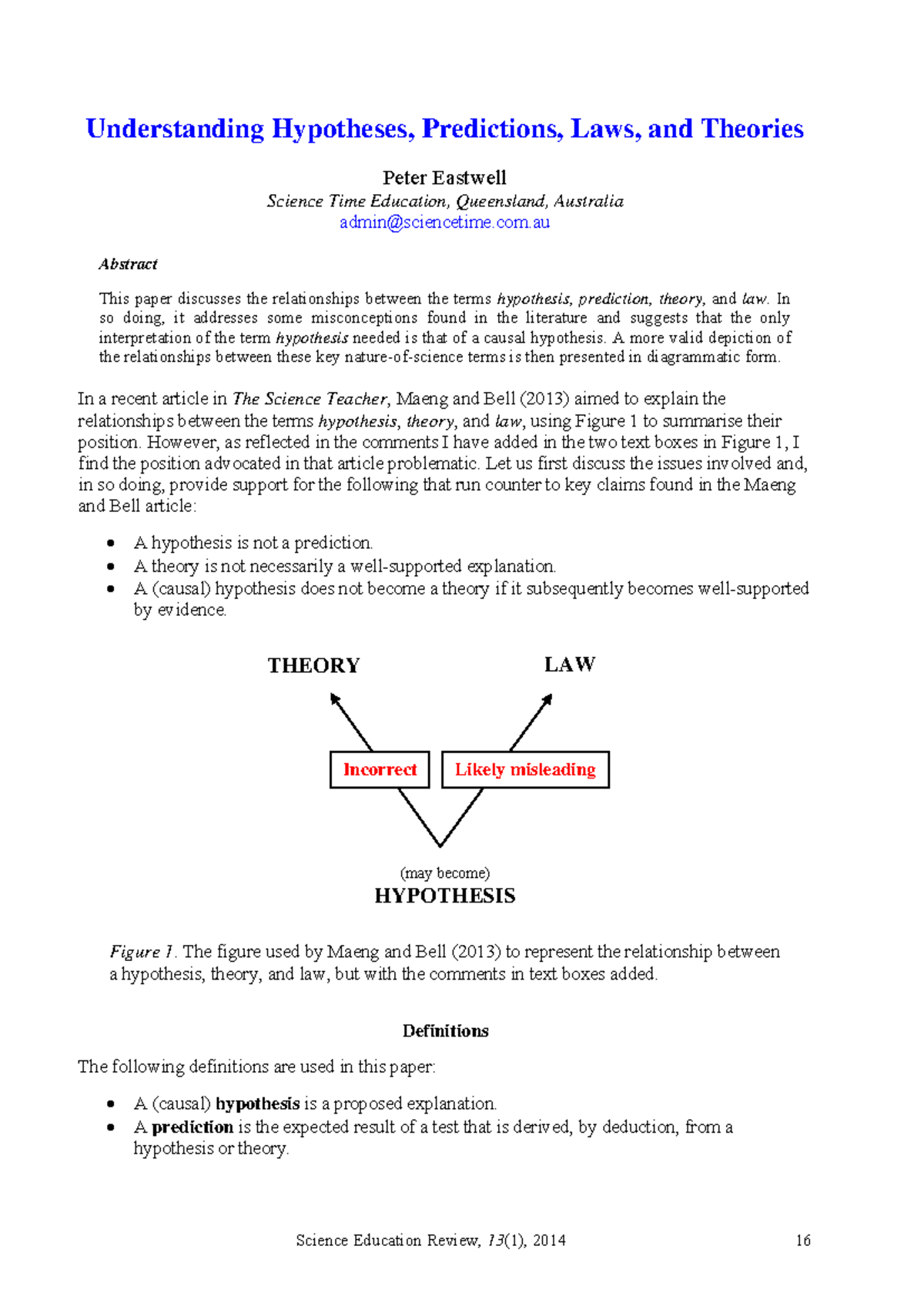 EJ1057150 - JMN 203 Understanding Hypotheses, Predictions, Laws, and ...