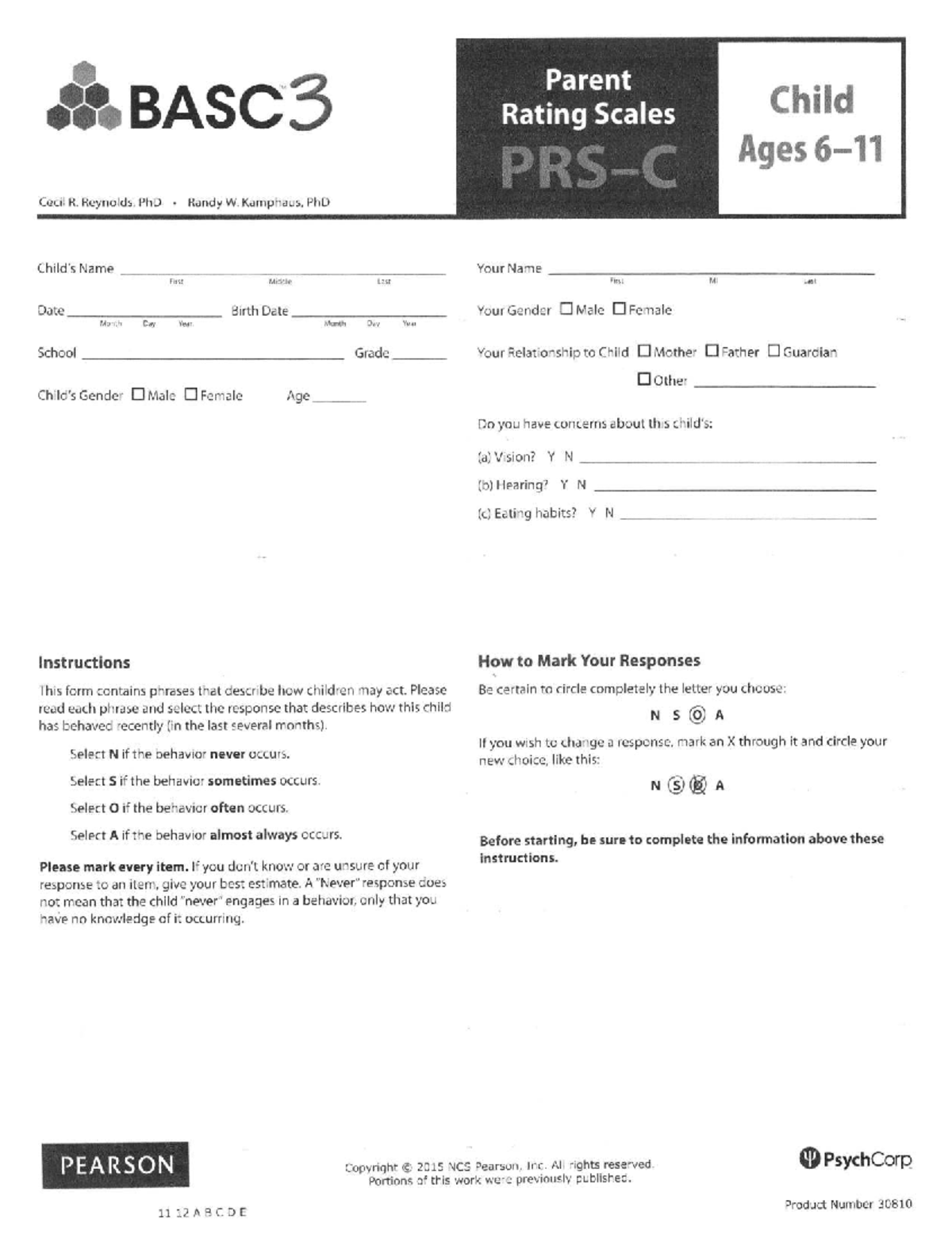 BASC-III parent rating scales for children ages 6-11 - Studocu