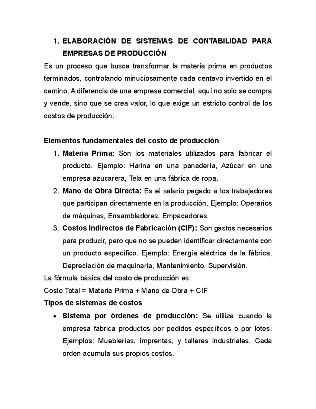 Sistemas de Contabilidad para Empresas de Producción: Informe y ...