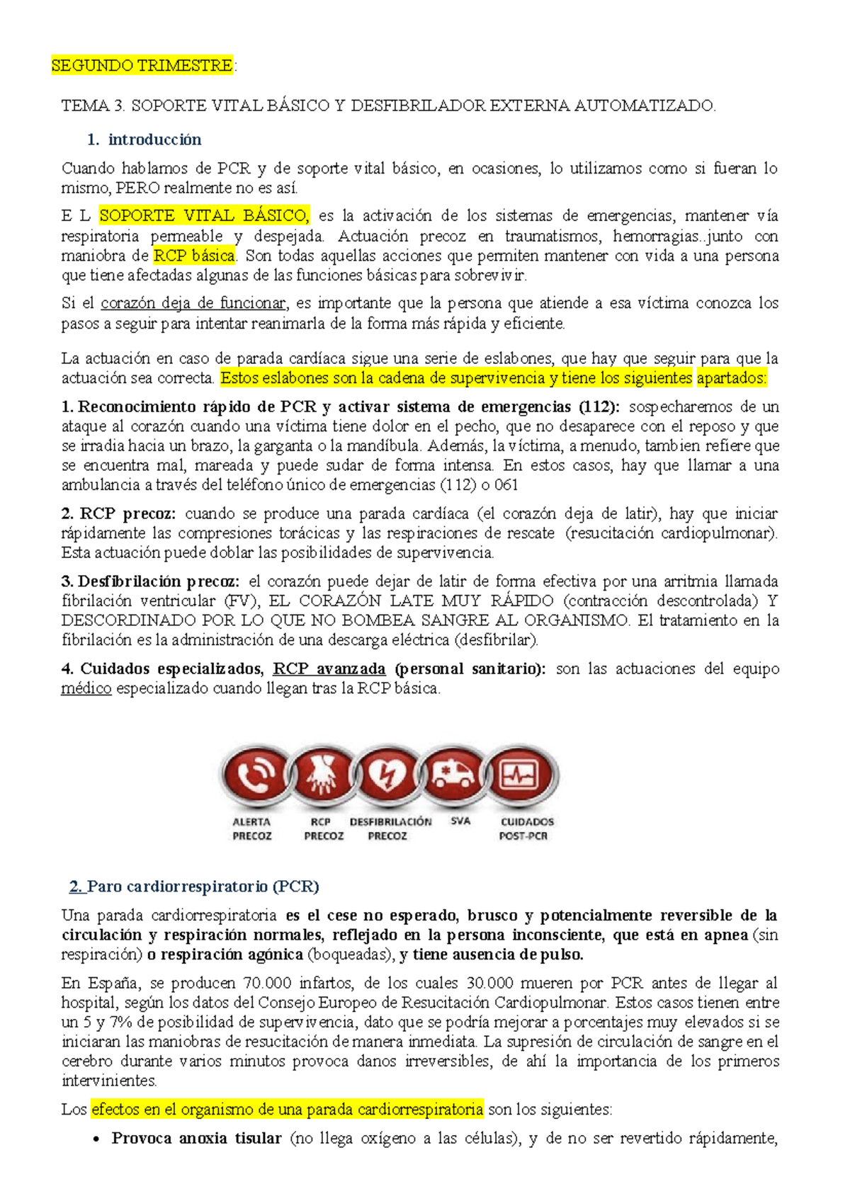 PA. TEMA 3: Soporte Vital Básico y DESA - Guía Práctica y Procedimientos - Studocu