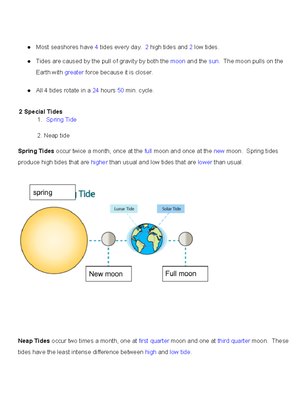 Tides Explained: High & Low Tides Cycle and Special Types - Studocu