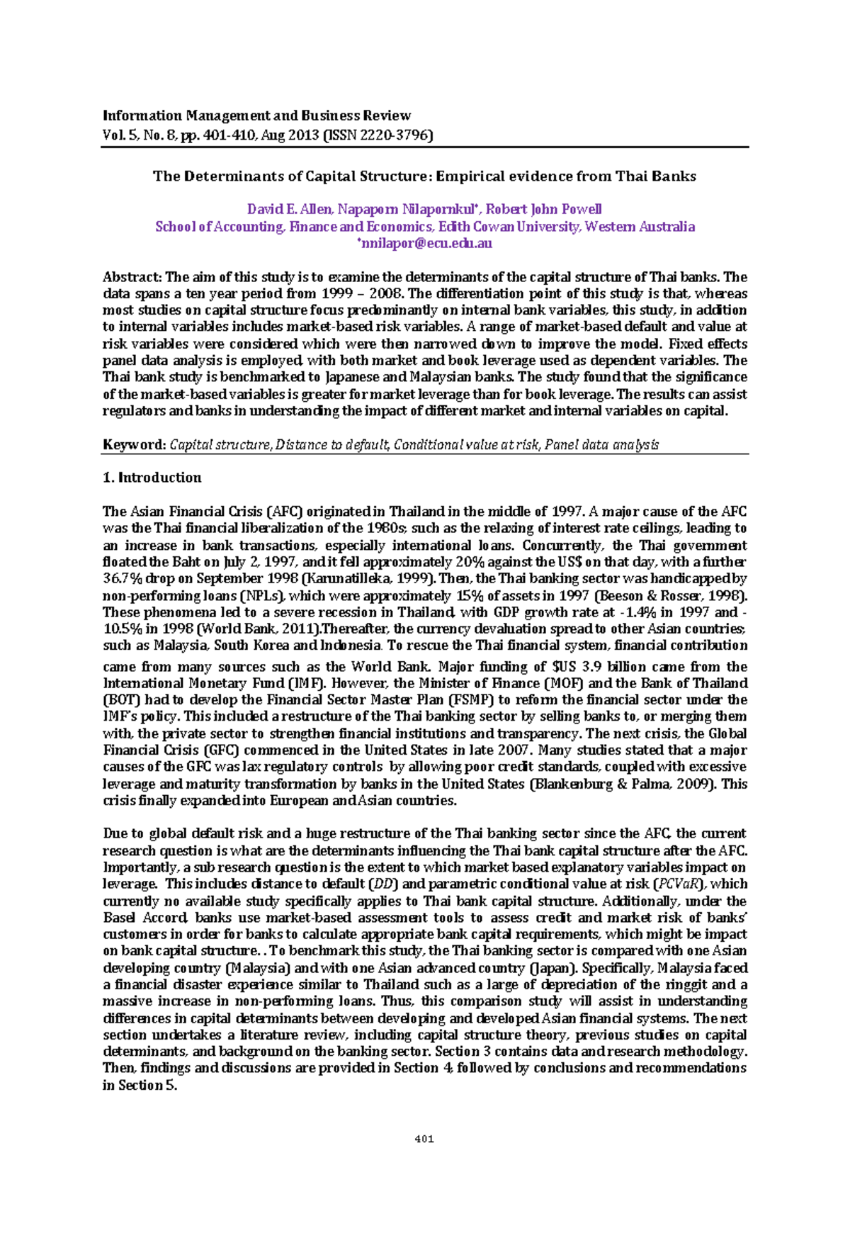 Allen CAPITAL STRUCTURE IN BANKING IN THE WORLD - Information ...
