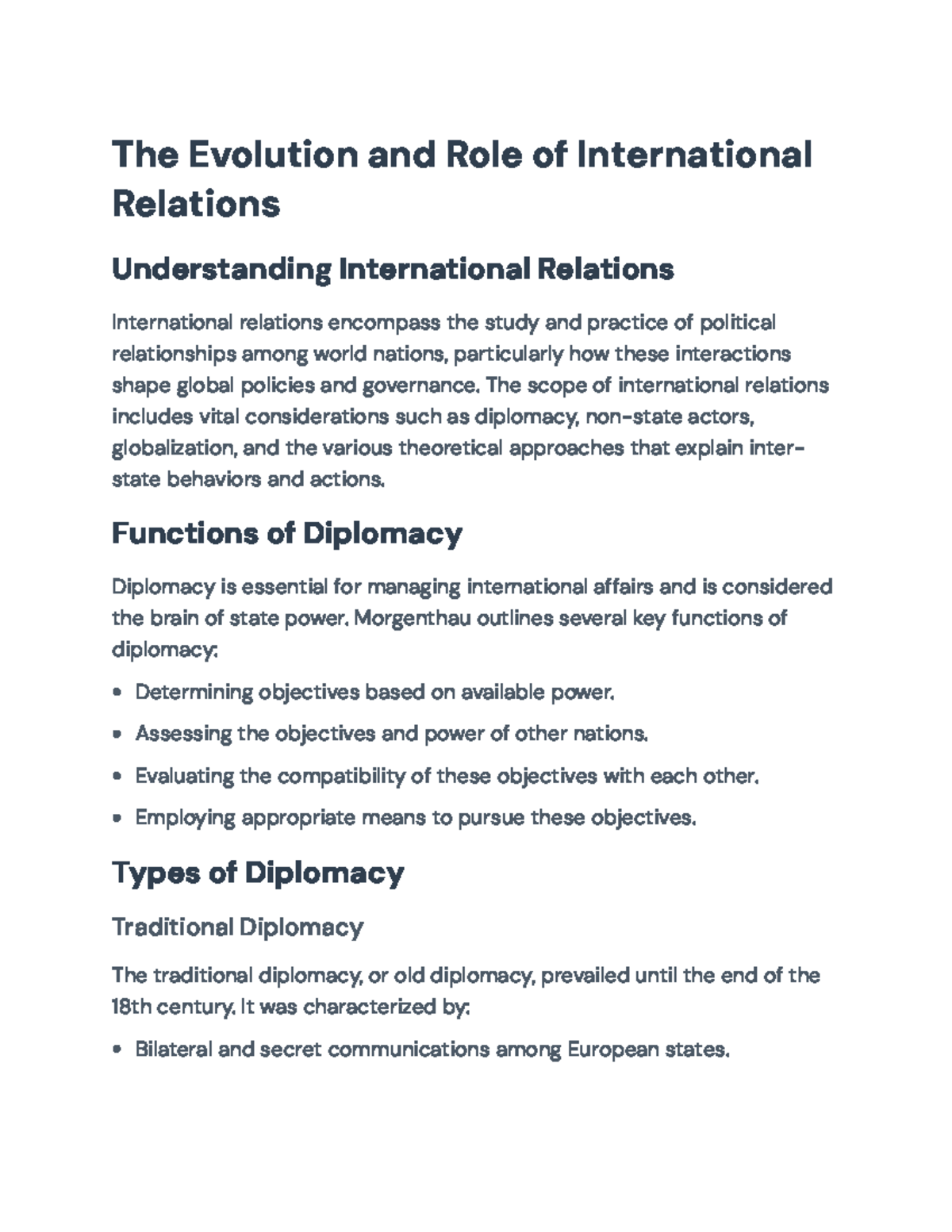 International Relations (IR101): Evolution, Role, and Impact of ...
