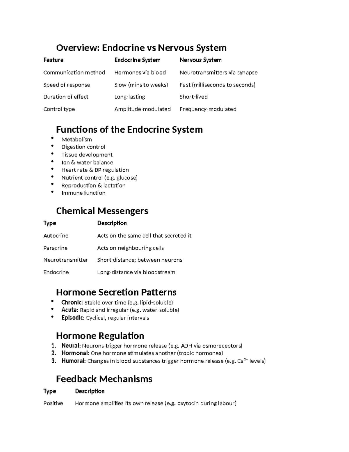 Endocrine vs Nervous System Overview: Key Features and Functions - Studocu