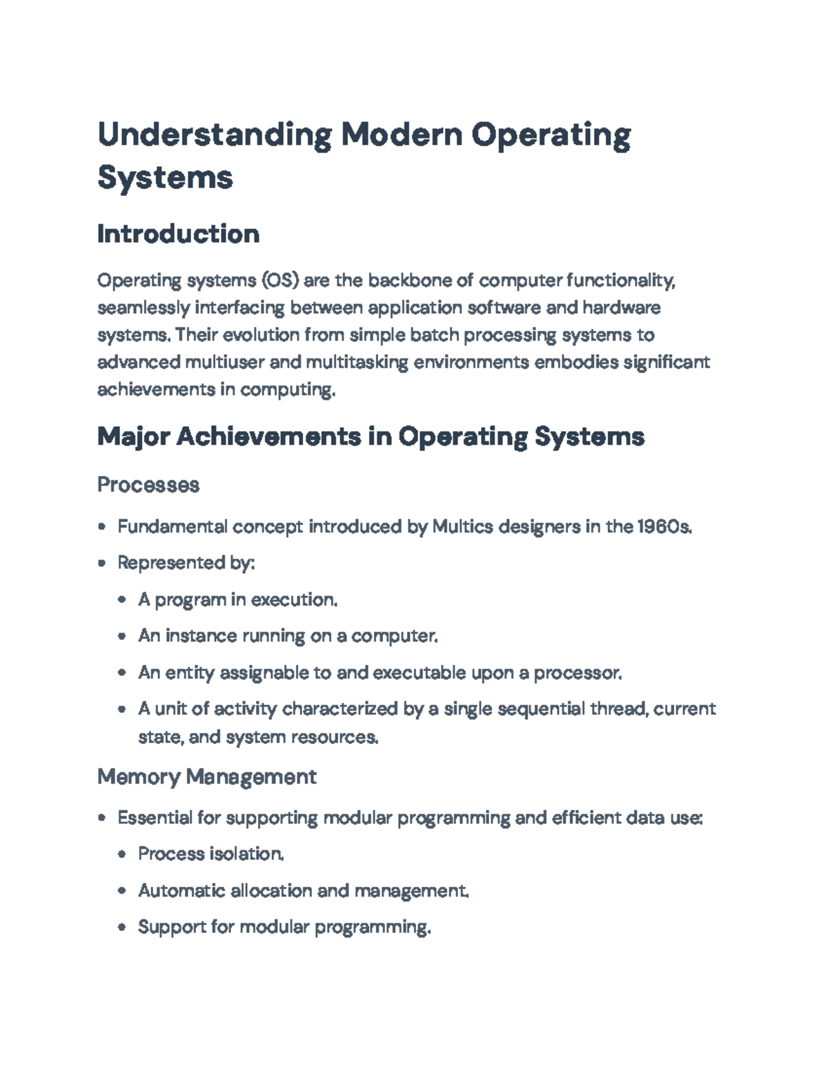 Understanding Modern Operating Systems: Processes, Memory, and Security ...