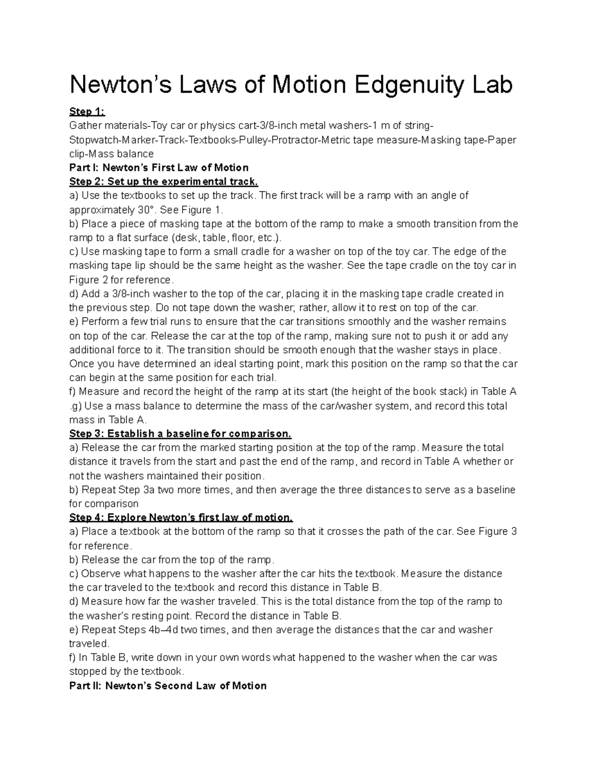 Edgenuity Lab: Exploring Newton's Laws of Motion in Depth - Studocu