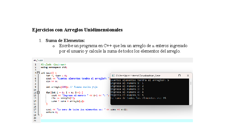 Ejercicios Resueltos de Arreglos Unidimensionales 1 - Studocu