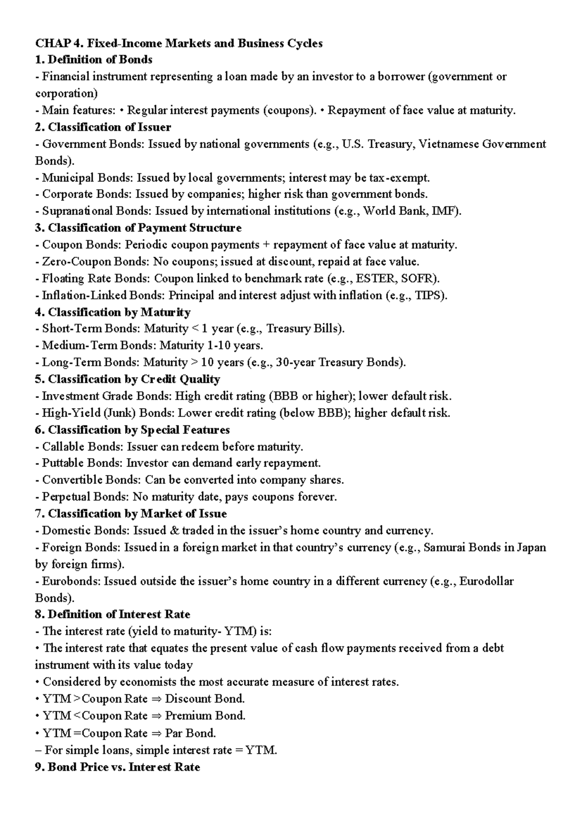 Chap 4 BC - Business Cycles and Bond Market Dynamics - Studocu