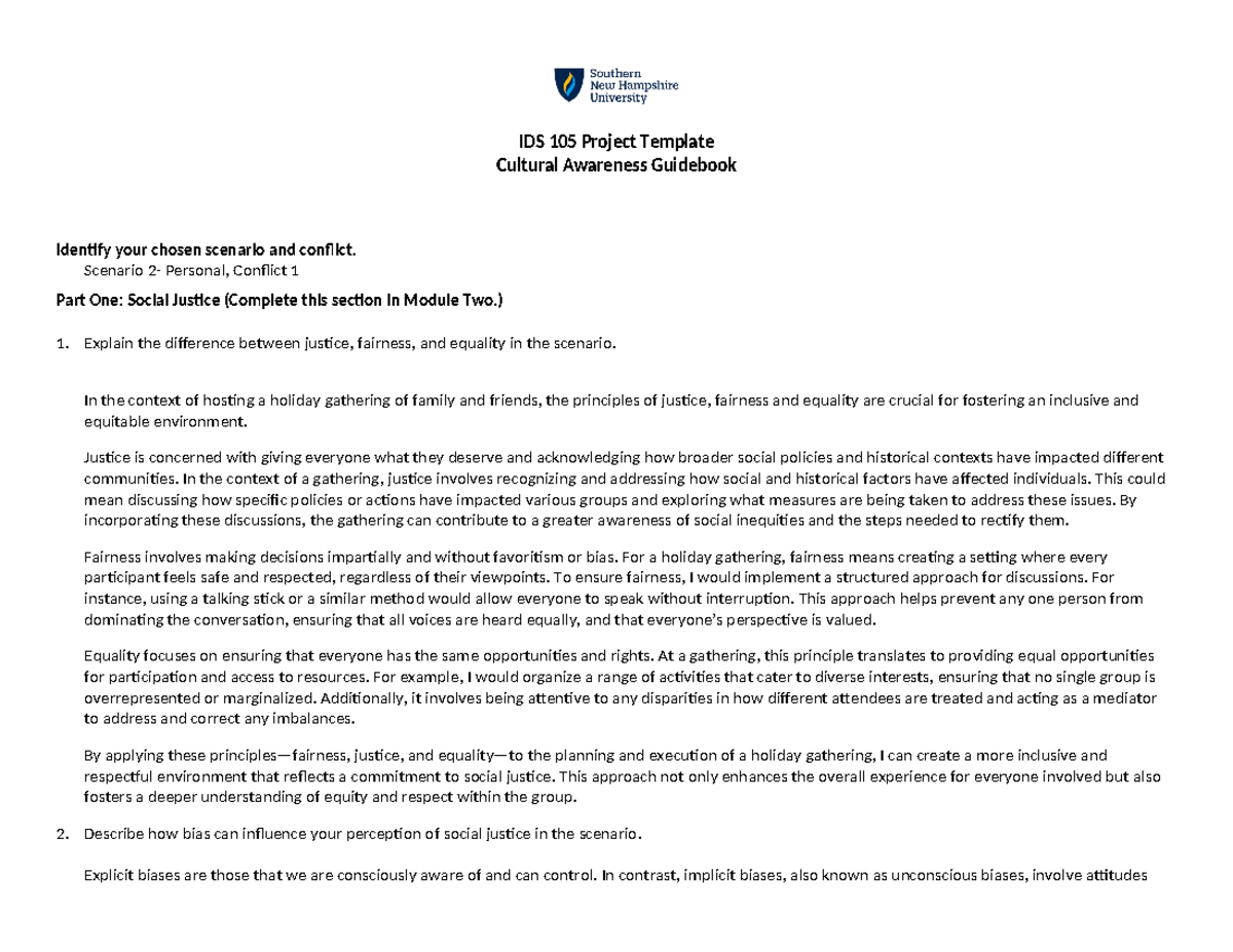 IDS 105 Final Project: Cultural Awareness and Conflict Resolution Guide ...