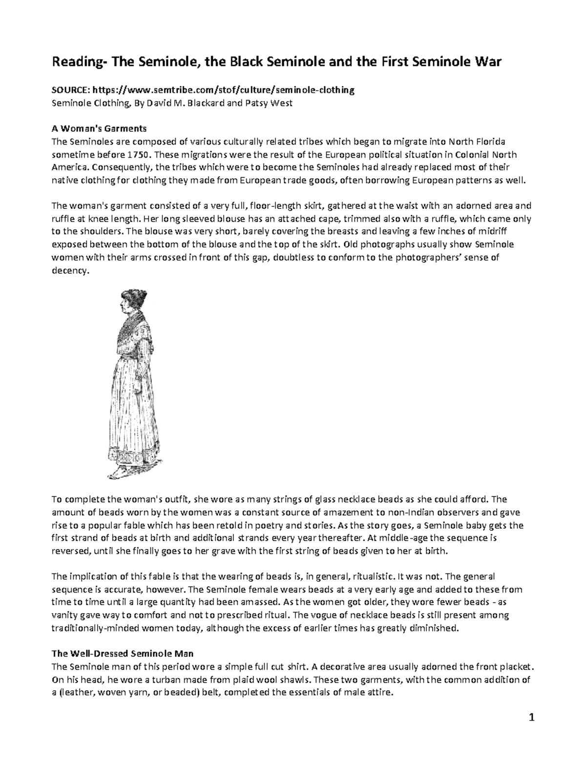 Reading the Seminole, Black Seminole, and First Seminole War (SP22 ...