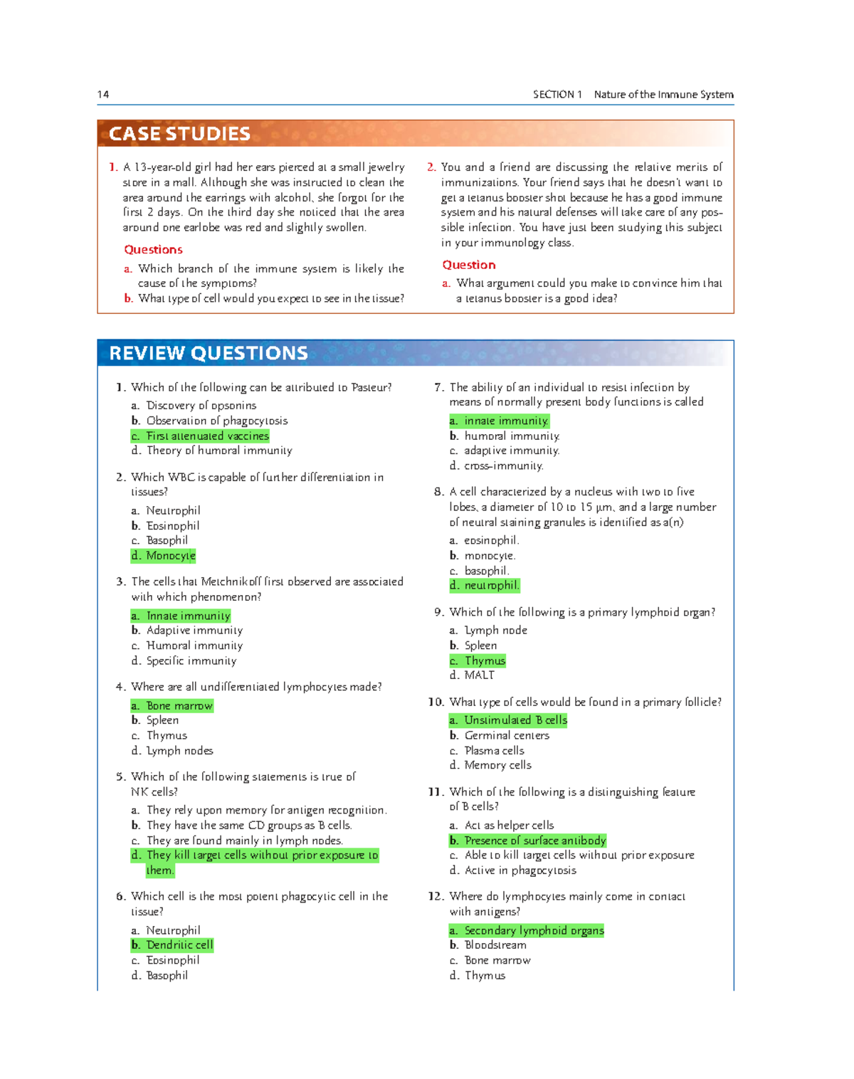 Immunology Study Guide: Case Studies and Review Questions (IMS 4TH ED ...