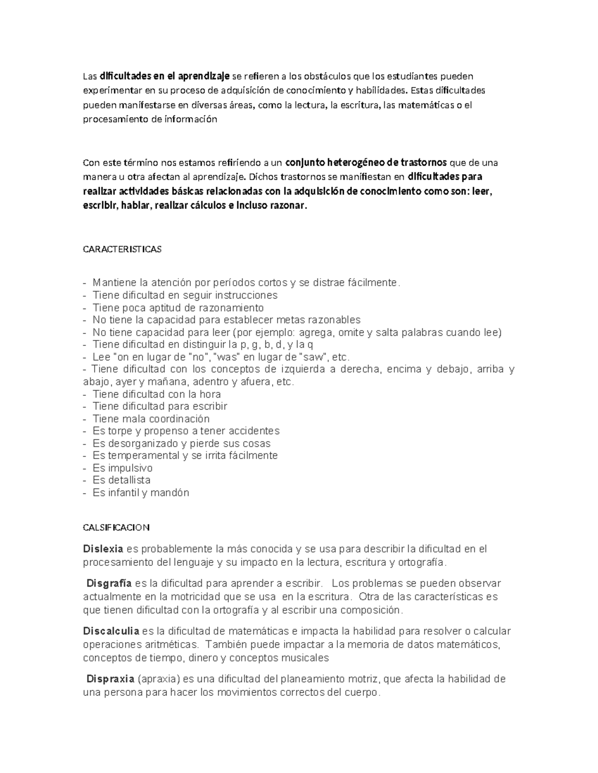 Tarea - mnnj - Las dificultades en el aprendizaje se refieren a los ...