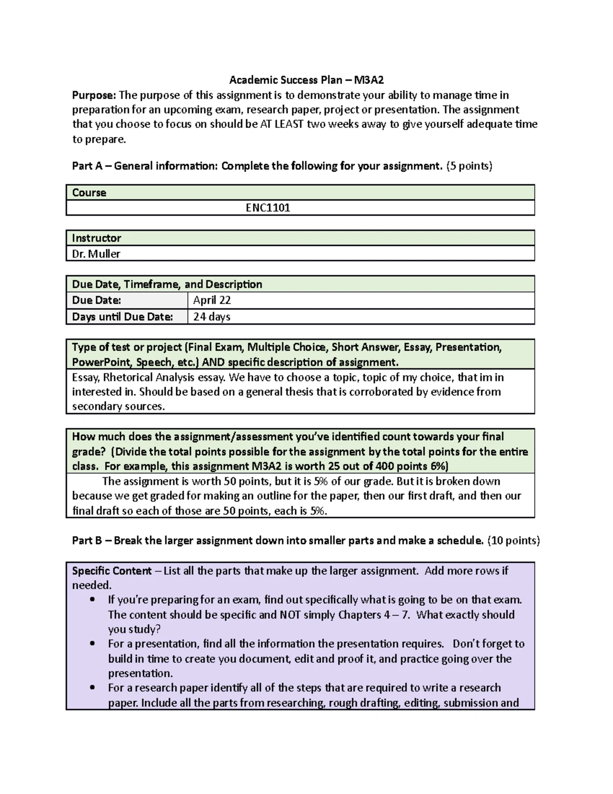 Module 9 Assignment - Academic Success Plan for Student Success - Studocu