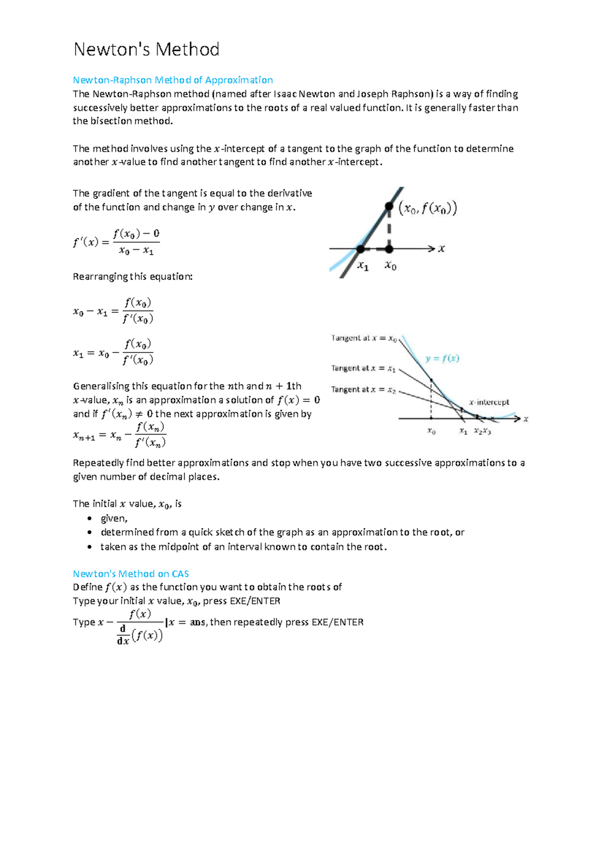 Newton's method - notes on approximation techniques - Studocu