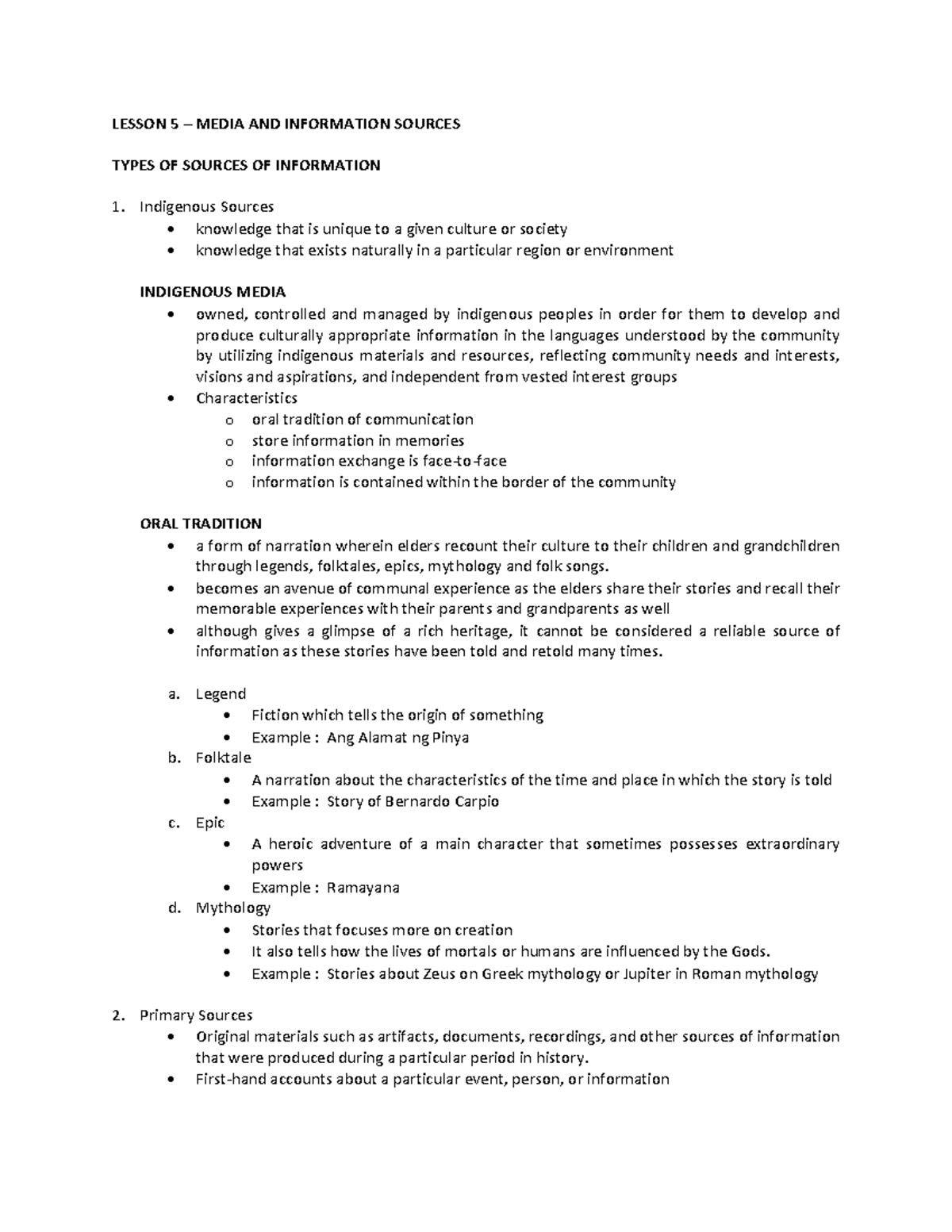 05 MIL Lesson 5 - Media and Information Sources Overview - Studocu