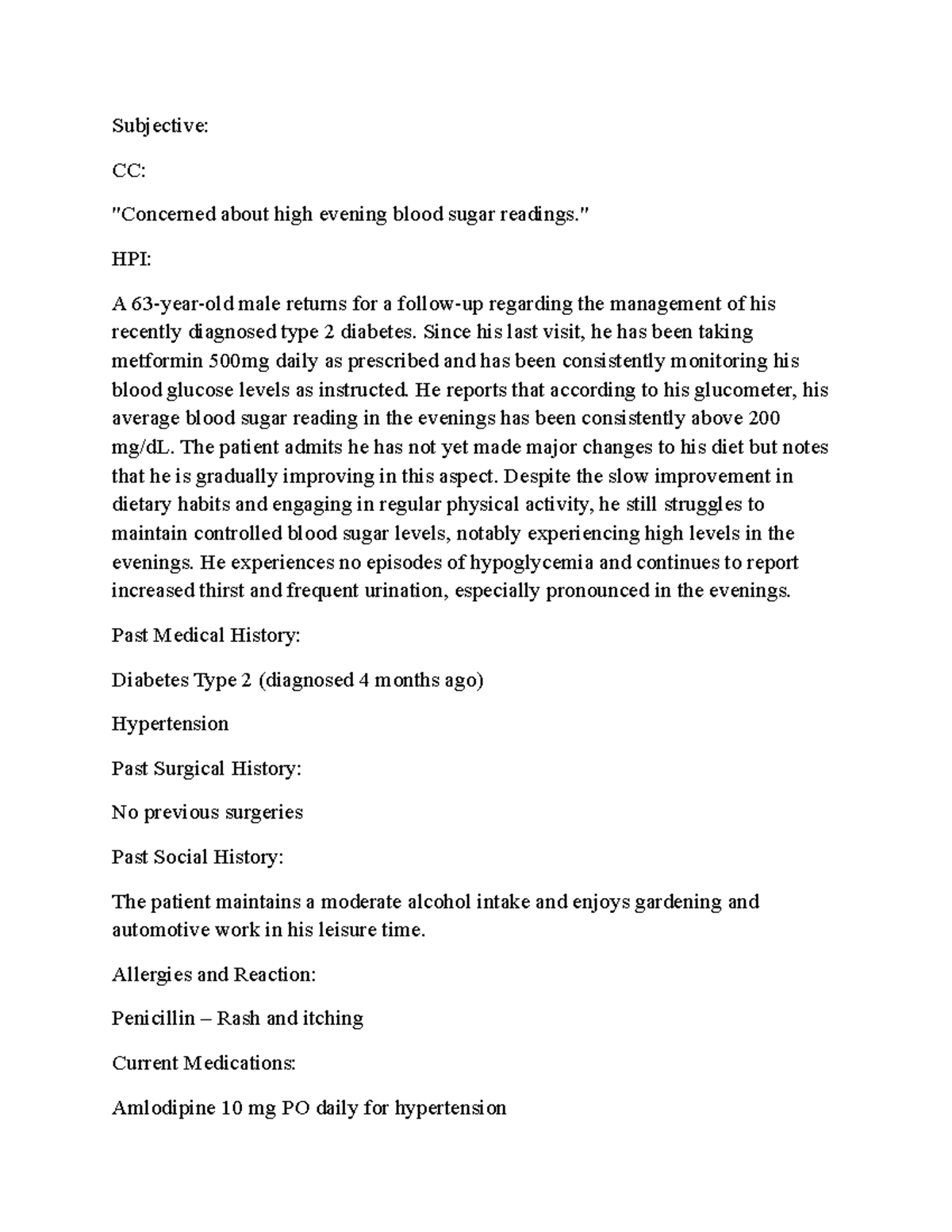 Soap Note DM 2 - NP Assignment on Type 2 Diabetes Management - Studocu