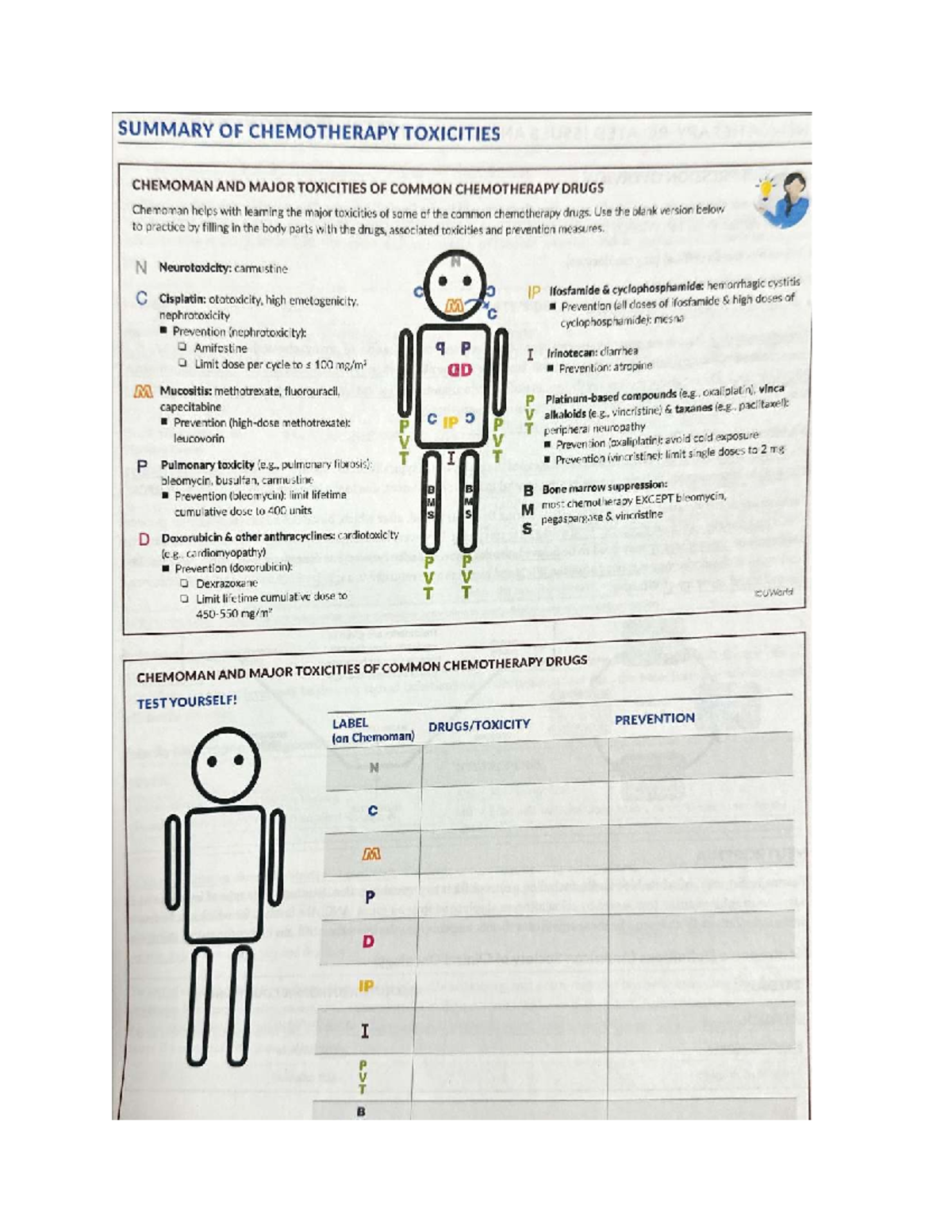 Chemotherapy Toxicities Summary: Chemoman & Major Drug Effects - Studocu