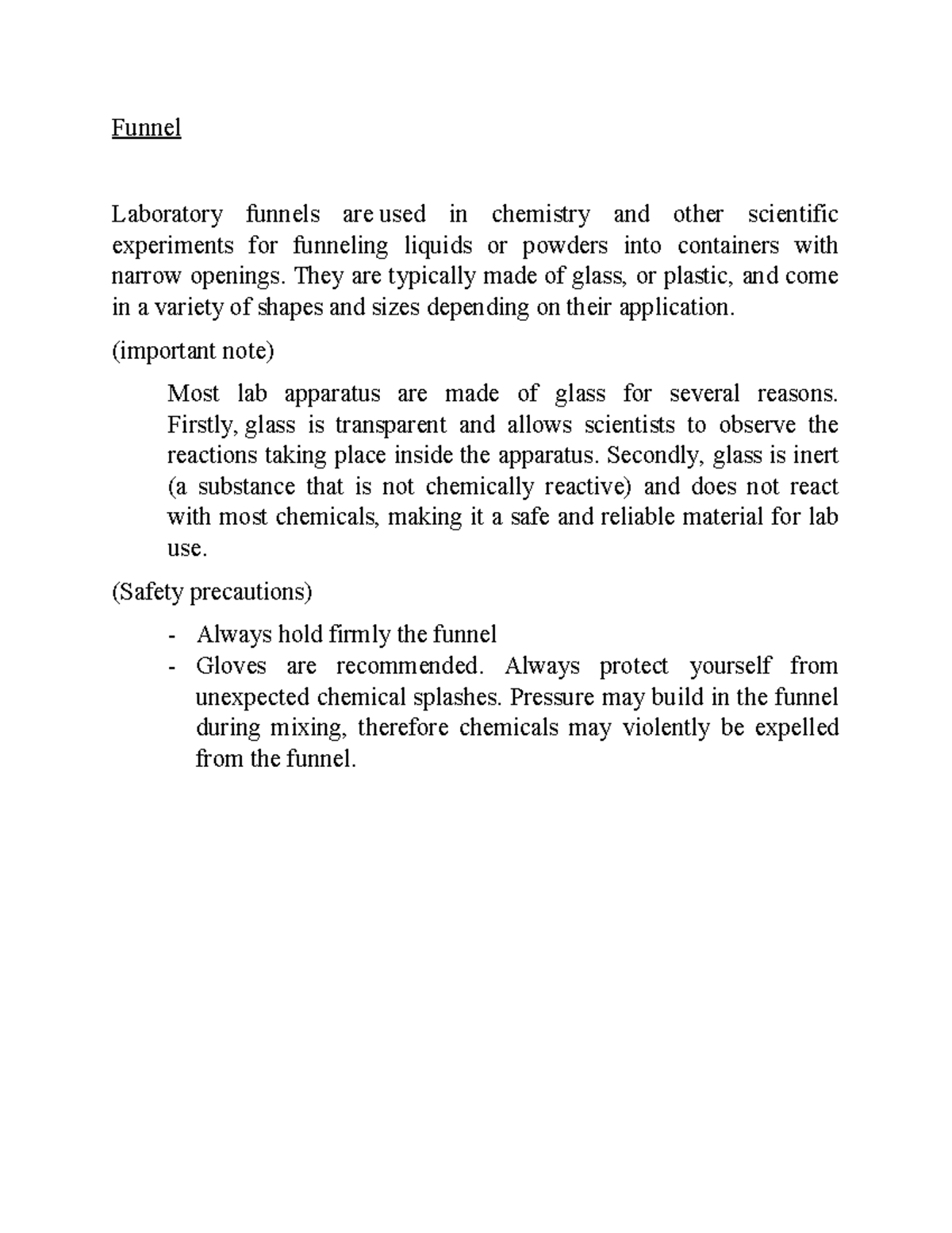 Funnel, dropper - apparatus - Funnel Laboratory funnels are used in ...
