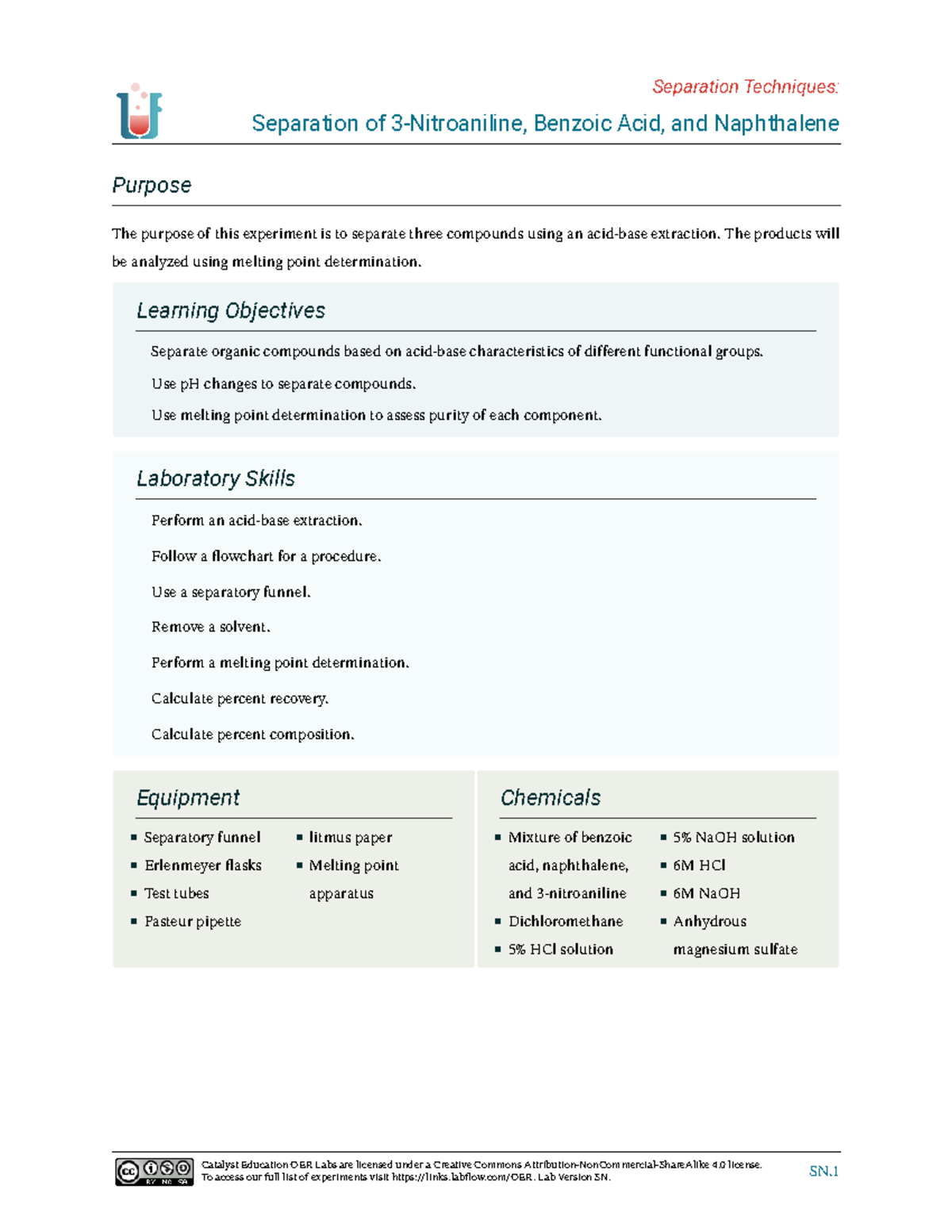 Lab 4 - Acid-base extraction - Separation Techniques: Separation of 3 ...