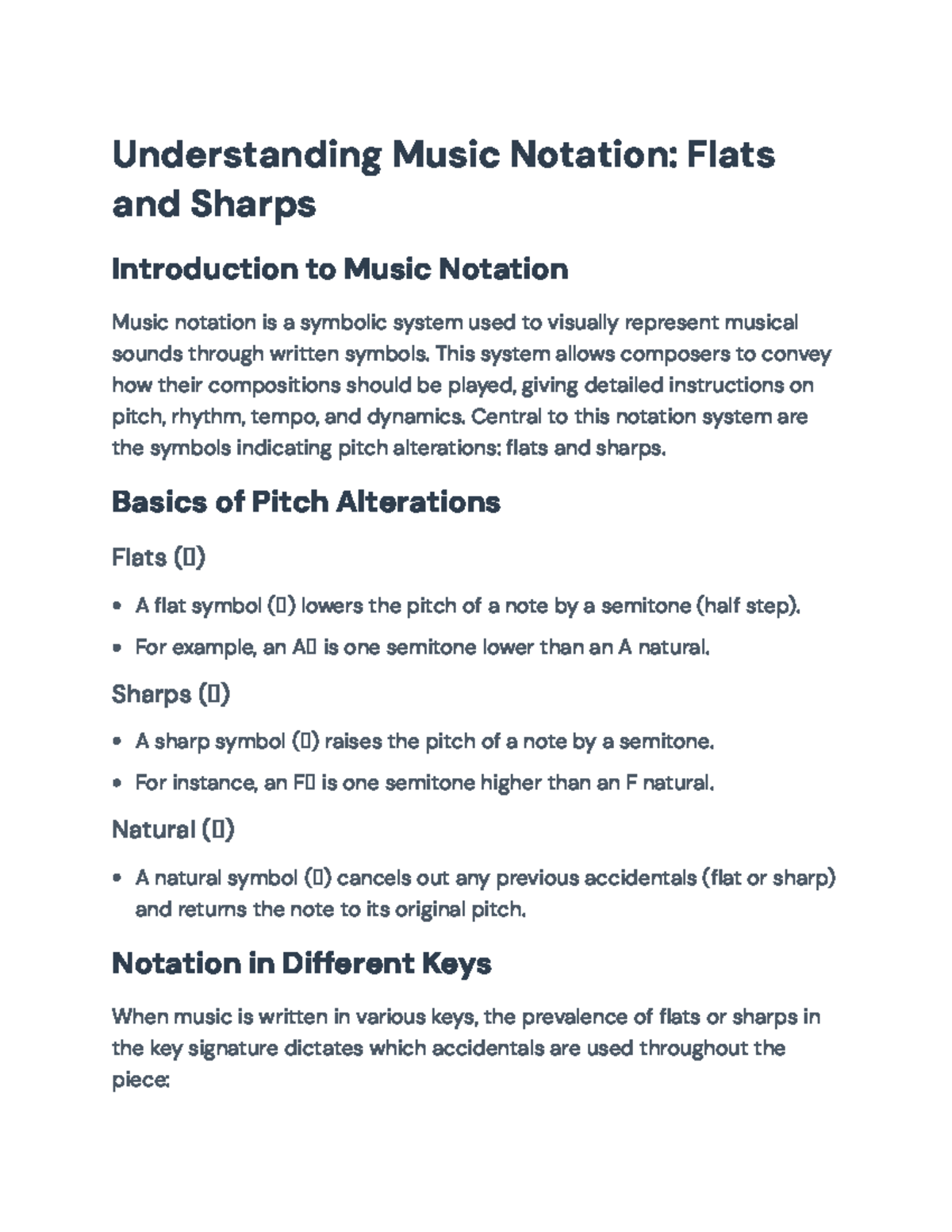 Understanding Music Notation: Flats and Sharps for Musicians ...