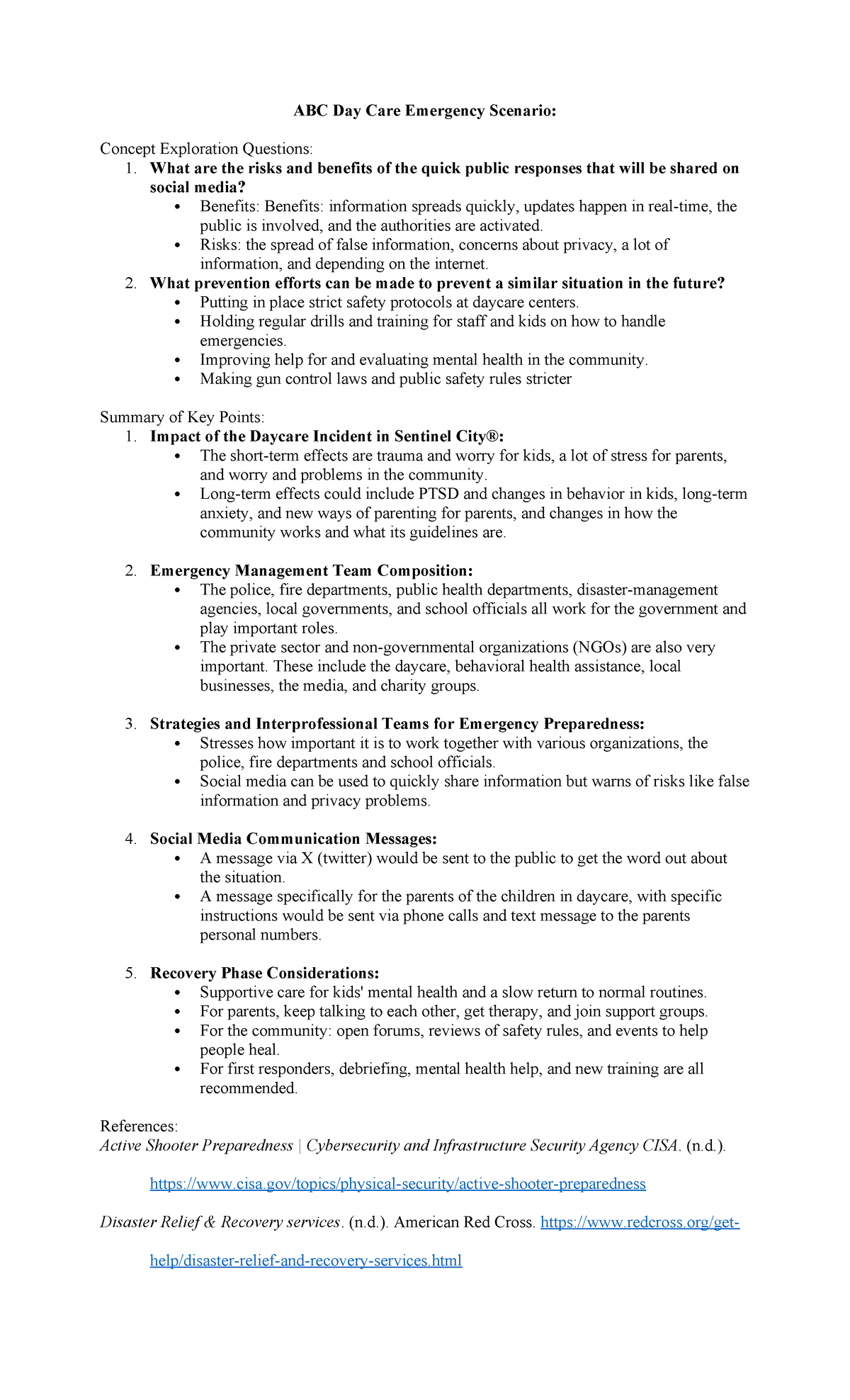 ABC Day Care Emergency Preparedness & Response Strategies - Studocu