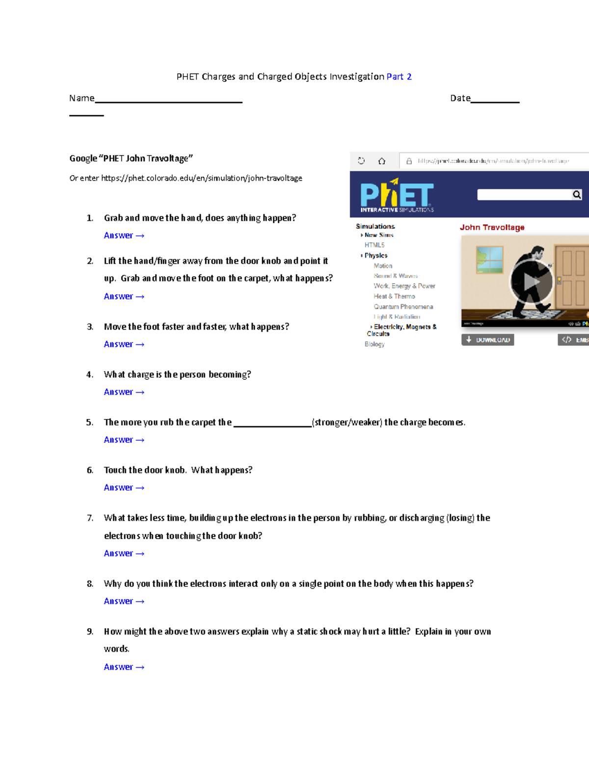 PHET Charges & Charged Objects Investigations - Part 2 Guide - Studocu